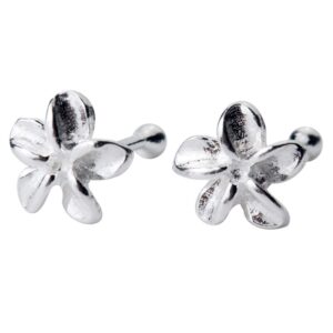 flower nose rings studs 22 gauge body piercing jewelry for women s925 sterling silver tiny plumeria cute ball bead labret screw nose stud post pin hypoallgenic dainty body jewelry