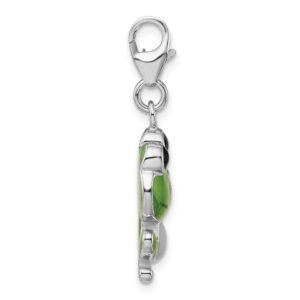 Amore La Vita Sterling Silver Rhodium-plated Polished Enameled Frog Charm with Fancy Lobster Clasp QQCC716