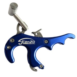 JY-Sports Archery Release Aids 4-Finger Handle Adjustable Aluminium Alloy String Separator Protector for Compound Bow Blue