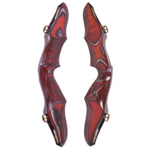 15 inch ilf bow riser wooden bow handle recurve bow handle takedown bow riser right handed for archery bow targeting (red)