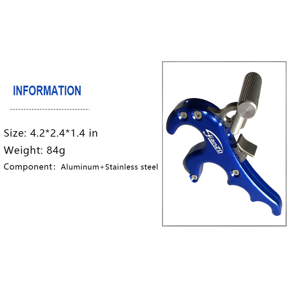 JY-Sports Archery Release Aids 4-Finger Handle Adjustable Aluminium Alloy String Separator Protector for Compound Bow Blue