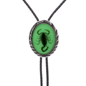 HUABOLA CALYN Bolo tie for Men- Unique Luminous Stone Native American White 3D Scorpion Animal Bolo ties Handmade