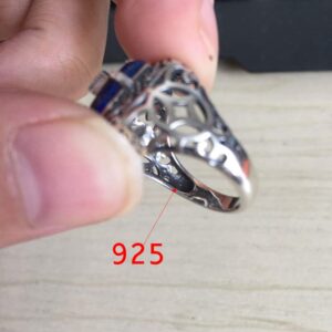 Jiangtao 925 Sterling Silver Caroline Forbes Daylight Ring The Vampire Diaries Lapis Lazuli Jewelry (Silver, 5)