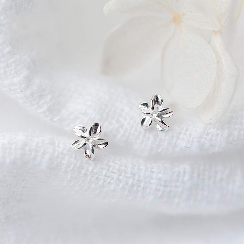 Flower Nose Rings Studs 22 Gauge Body Piercing Jewelry for Women S925 Sterling Silver Tiny Plumeria Cute Ball Bead Labret Screw Nose Stud Post Pin Hypoallgenic Dainty Body Jewelry