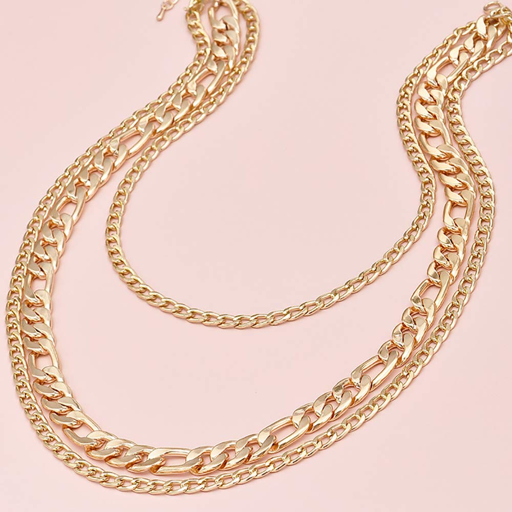 Denifery Punk Cuban Link Chain Choker Necklace Chunky Curb Chain Necklace Chic Layered Clavicle Necklace Hiphop Accessories for Women