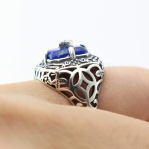 Jiangtao 925 Sterling Silver Caroline Forbes Daylight Ring The Vampire Diaries Lapis Lazuli Jewelry (Silver, 5)