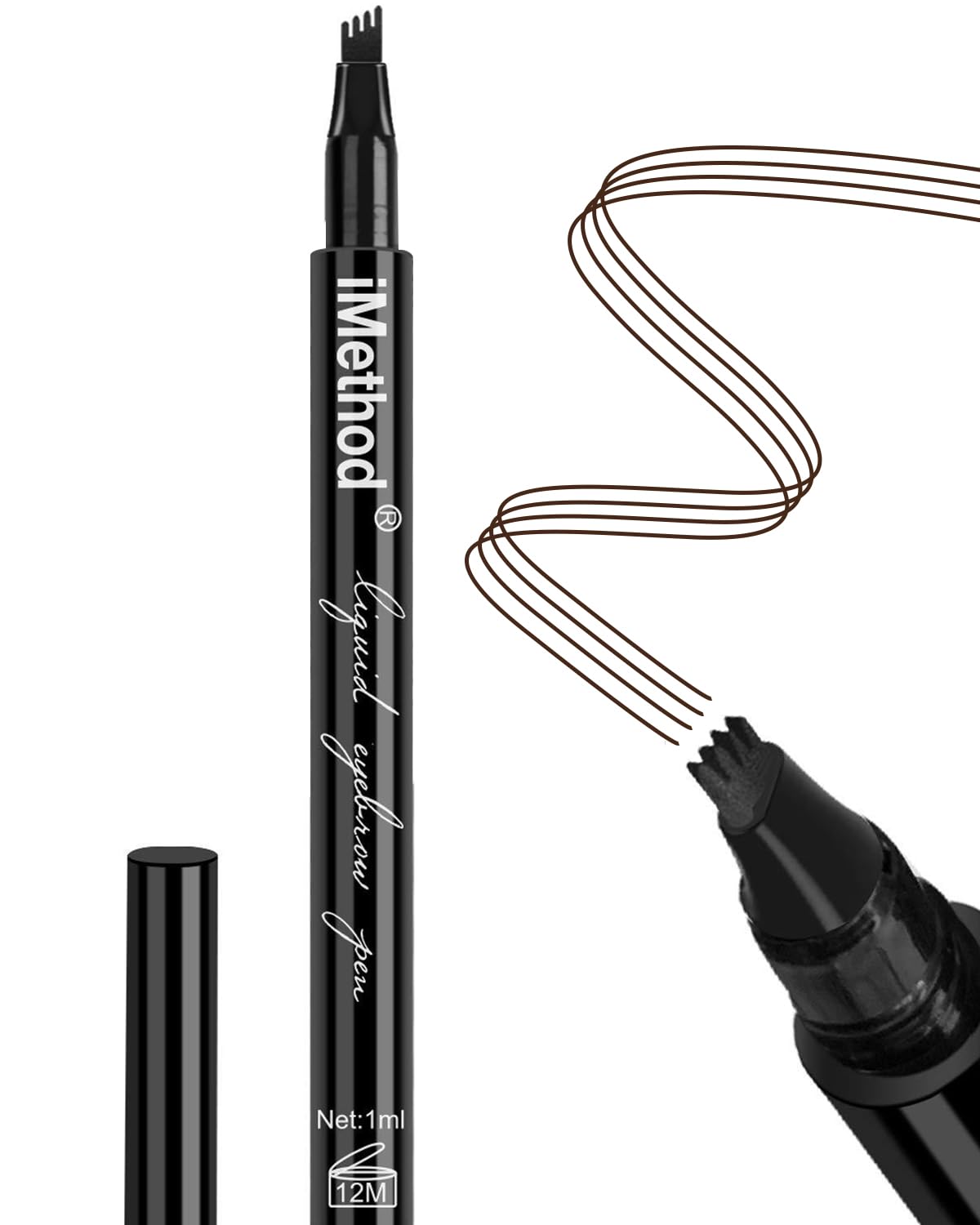 iMethod Eyebrow Pen - iMethod Eyebrow Pencil with a Micro-Fork Tip Applicator Creates Natural Looking Brows Effortlessly and Stays on All Day, Black/Brown