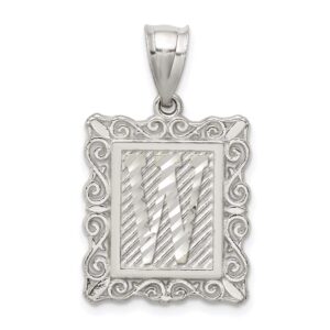 sterling silver square diamond-cut letter w initial pendant qqc2770w