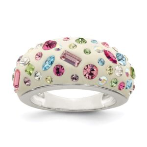 sterling silver stellux crystal multi-color white ring style qr4180-6