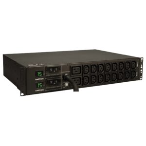 tripp lite metered pdu, 5.8kw single phase pdu, 2u rackmount pdu, 18 outlets 208/240v (16 c13, 2 c19), l6-30p input, 1.8m cord, taa (pdumh30hv6)