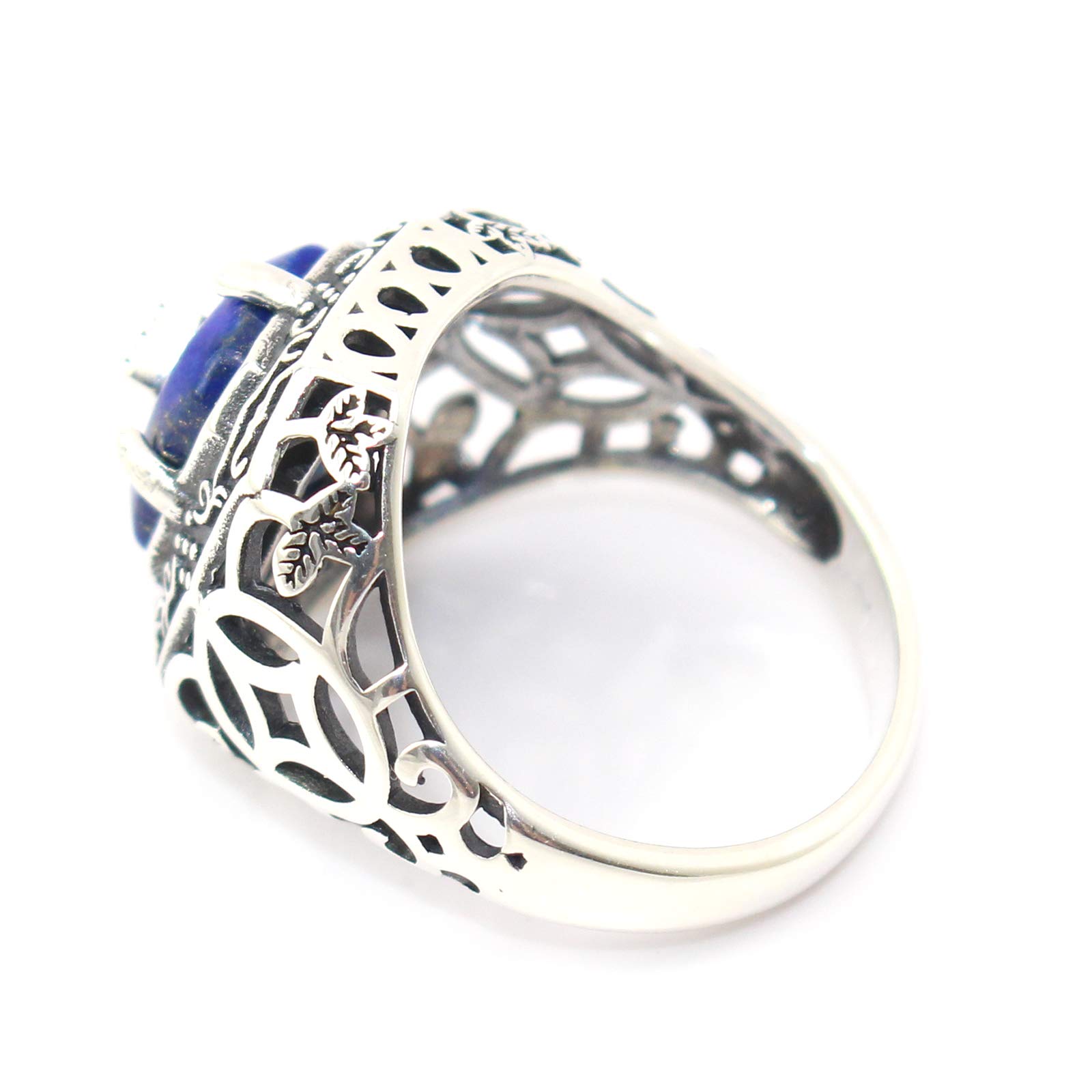 Jiangtao 925 Sterling Silver Caroline Forbes Daylight Ring The Vampire Diaries Lapis Lazuli Jewelry (Silver, 5)