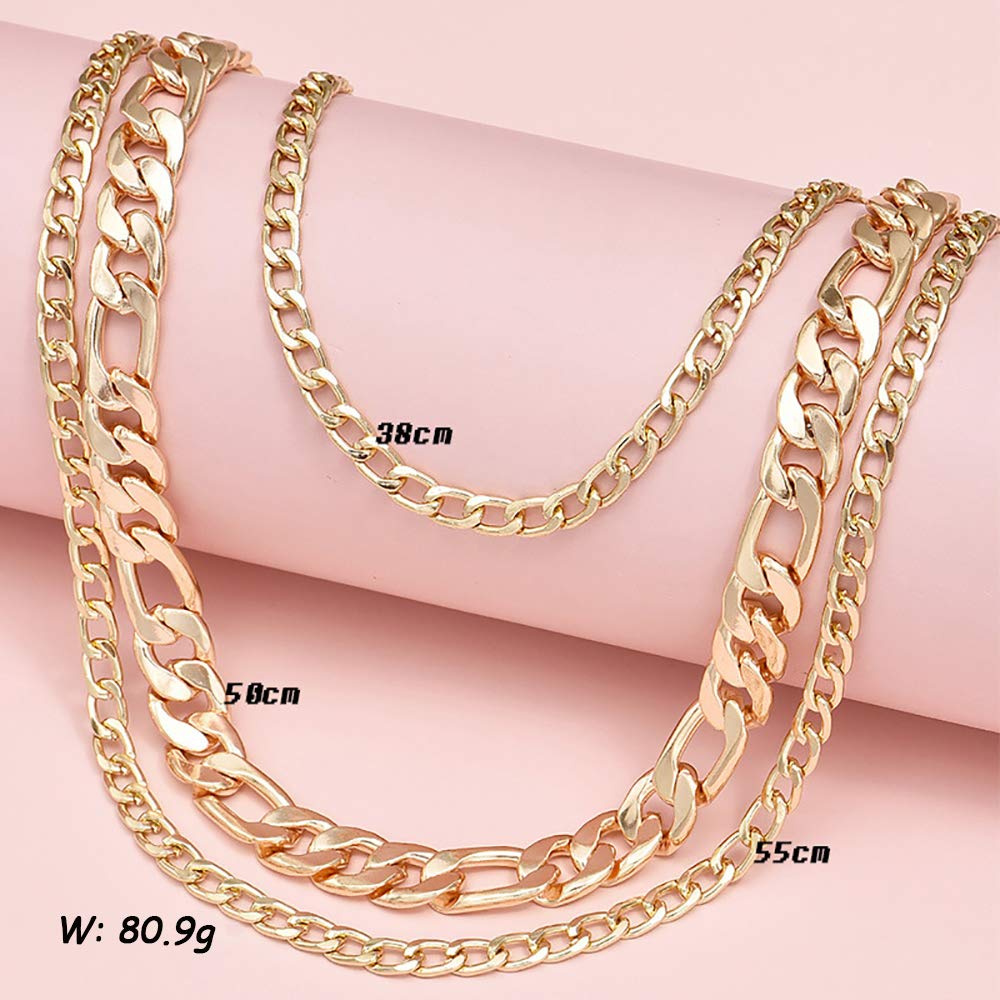 Denifery Punk Cuban Link Chain Choker Necklace Chunky Curb Chain Necklace Chic Layered Clavicle Necklace Hiphop Accessories for Women