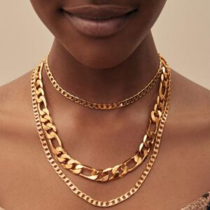 Denifery Punk Cuban Link Chain Choker Necklace Chunky Curb Chain Necklace Chic Layered Clavicle Necklace Hiphop Accessories for Women