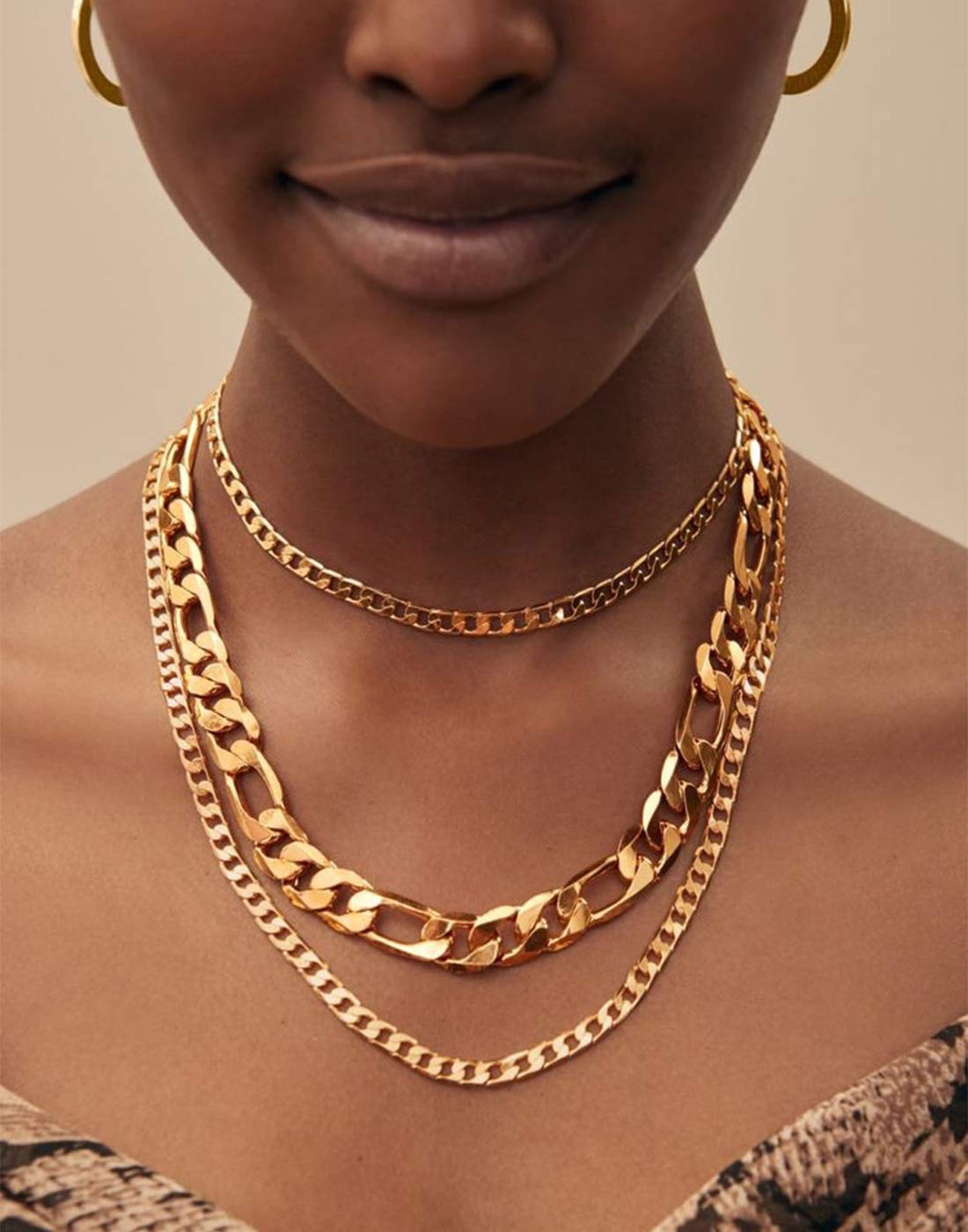 Denifery Punk Cuban Link Chain Choker Necklace Chunky Curb Chain Necklace Chic Layered Clavicle Necklace Hiphop Accessories for Women