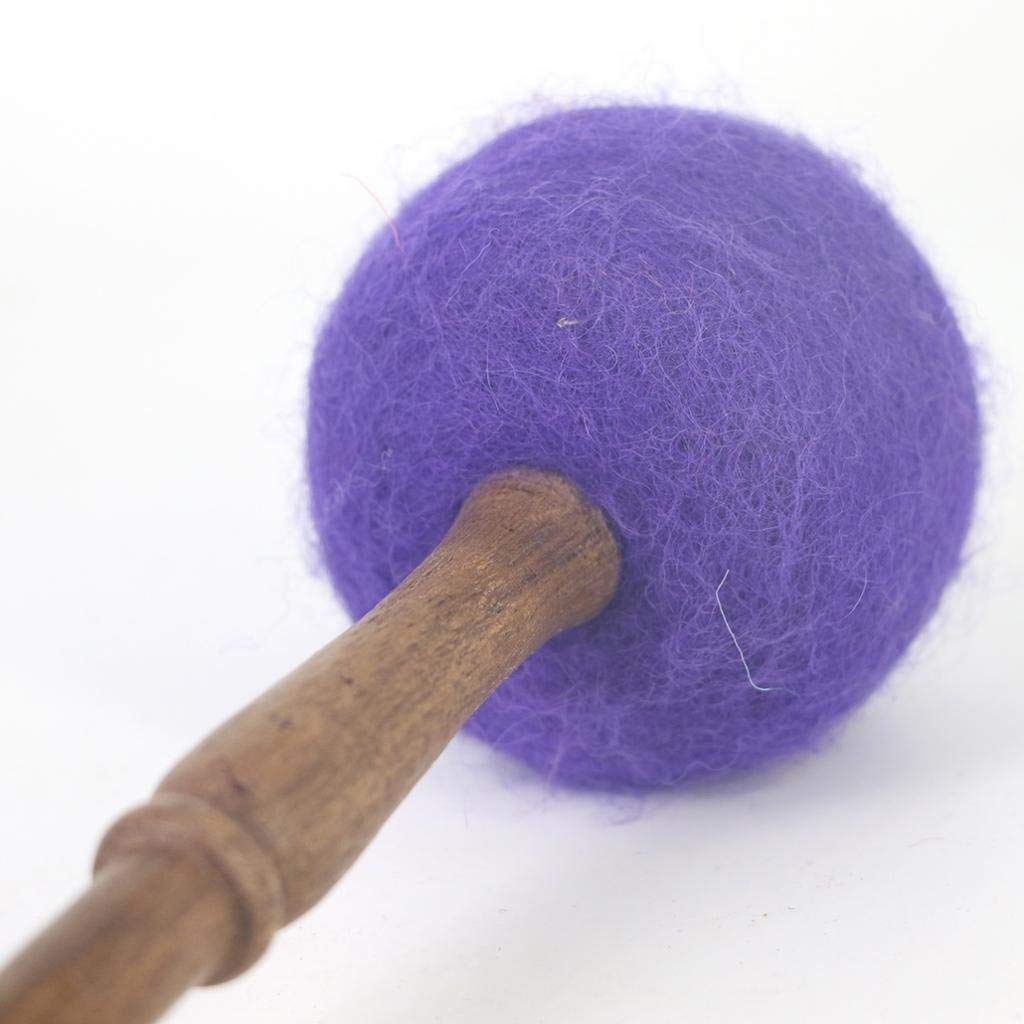 Inzopo Tibetan Buddhism Singing Bowl Mallet Wood Striker With Wool Felt 28cm Purple