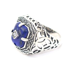 Jiangtao 925 Sterling Silver Caroline Forbes Daylight Ring The Vampire Diaries Lapis Lazuli Jewelry (Silver, 5)