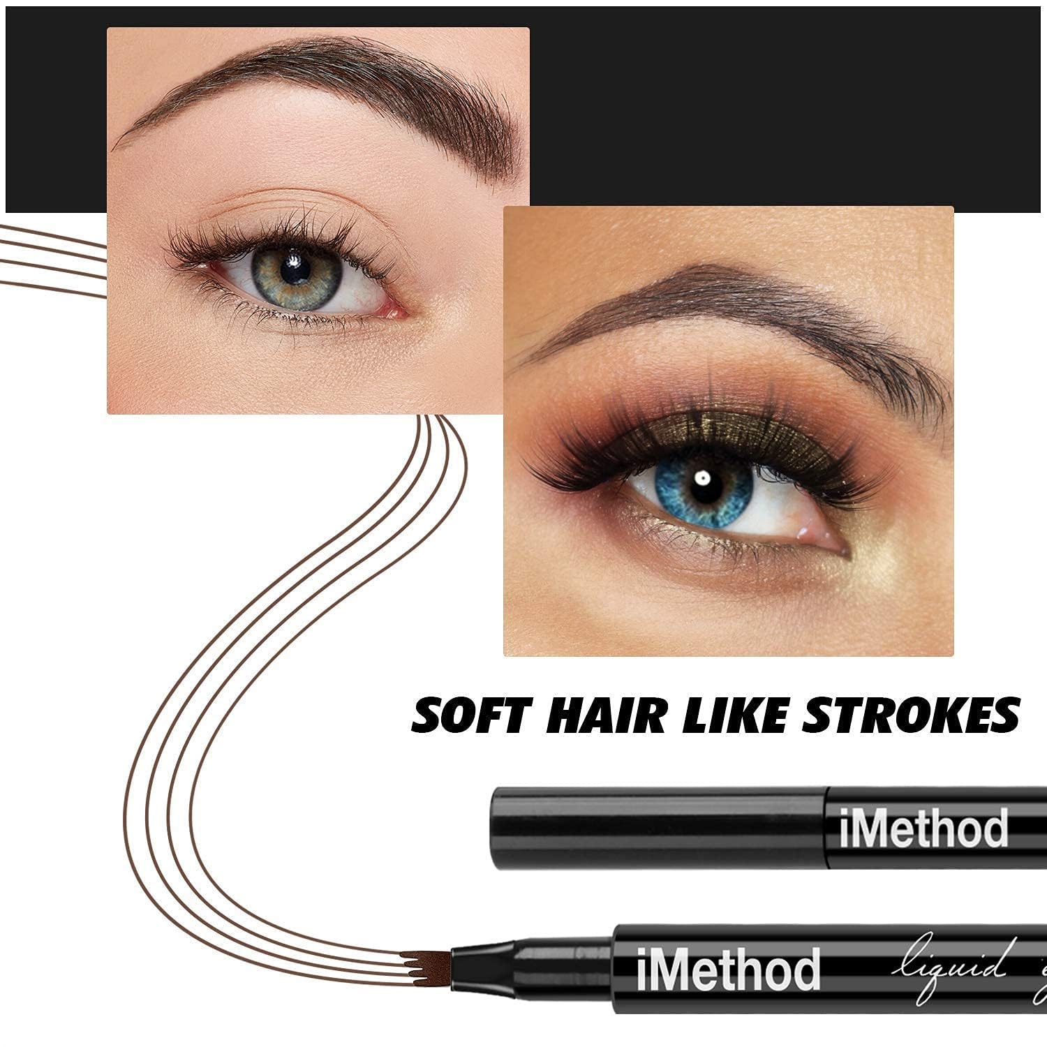 iMethod Eyebrow Pen - iMethod Eyebrow Pencil with a Micro-Fork Tip Applicator Creates Natural Looking Brows Effortlessly and Stays on All Day, Black/Brown