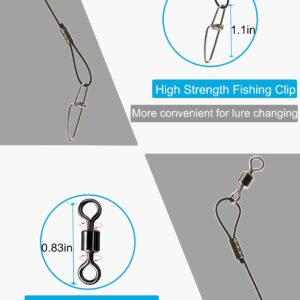 Facikono Fishing Leaders Line Steel Leaders Fishing Saltwater 125LB Fishing Leaders with Swivels and Snaps, 19.68in