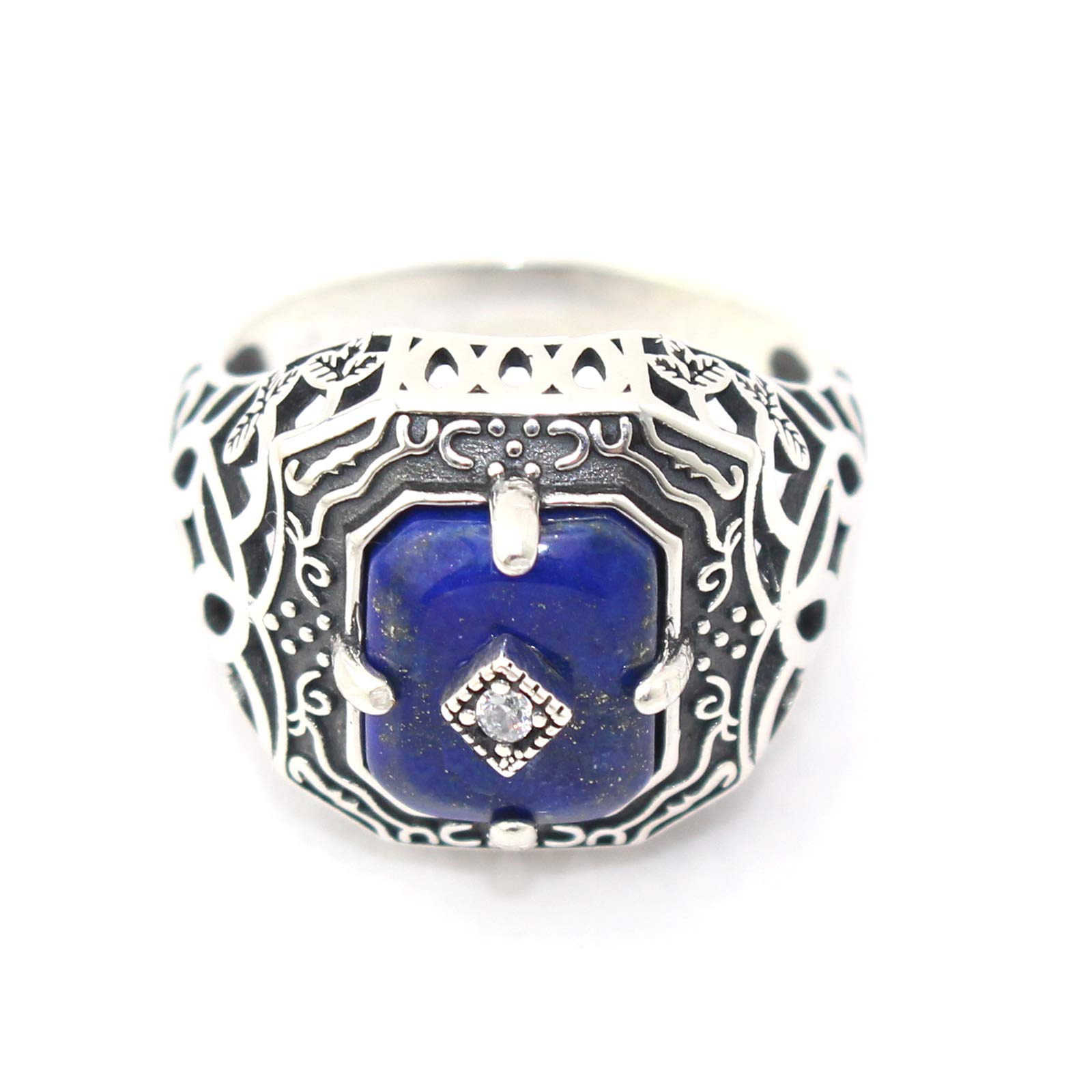 Jiangtao 925 Sterling Silver Caroline Forbes Daylight Ring The Vampire Diaries Lapis Lazuli Jewelry (Silver, 5)