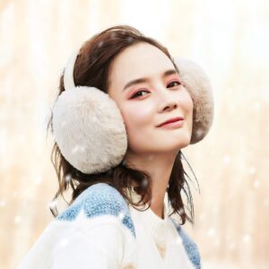 LCXSHYE Winter Ear muffs Faux Fur Warm Earmuffs Cute Foldable Outdoor Ear Warmers For Women Girls (White)