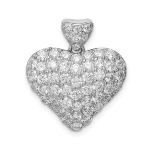 sterling silver cz puffed heart pendant 22mm 20mm style qp2072