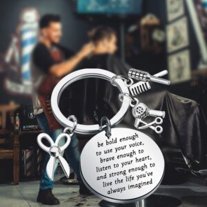 AKTAP Hair Stylist Gift Hairdresser Keychain Inspirational Hairstyliest Jewelry Cosmetology Graduation Gift Be Bold Enough to Use Your Voice (Hairdresser Keychain)