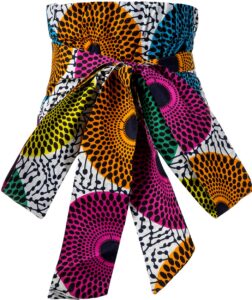 hongyuamy women's african print tie elastic stretchy vintage wide waist belts for tops dress(one size, color f)