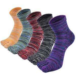 artfasion men's toe socks cotton fun casual athletic running ankle five finger crew socks 5 pair