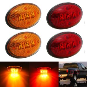 keing dually bed fender side marker led lights for ford 1999-2020 f250 f350 f450 f550 (2pcs red + 2pcs amber)