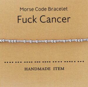 jewenova fuck cancer morse code bracelet for women men beads on silk cord friendship bracelet best friend bracelet inspirational jewelry for her with meaning card