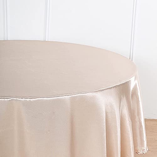 Beige 108" Satin Round Tablecloth