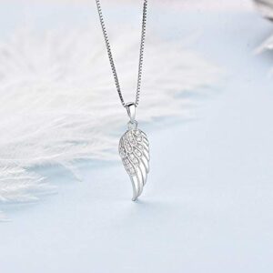 STARCHENIE 925 Sterling Silver Angel Wing Pendant Necklace for Women Cubic Zirconia 18" Chain