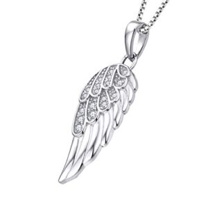 STARCHENIE 925 Sterling Silver Angel Wing Pendant Necklace for Women Cubic Zirconia 18" Chain