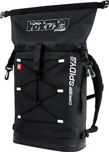 cressi waterproof backpack - watertight zipper, padded shoulder, and back strap- designed for fixing to d-rings on isup boards - spidy dry: designed in italy,black