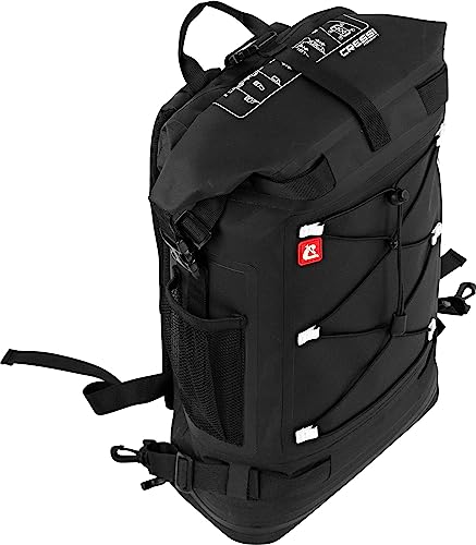 Cressi Waterproof Backpack - Watertight Zipper, Padded Shoulder, and Back Strap- Designed for Fixing to D-Rings on iSUP Boards - Spidy Dry: Designed in Italy,Black