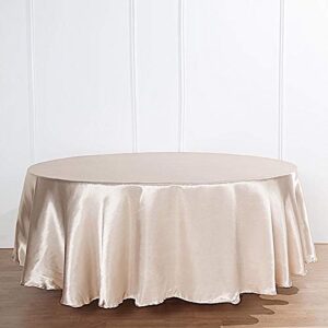 Beige 108" Satin Round Tablecloth