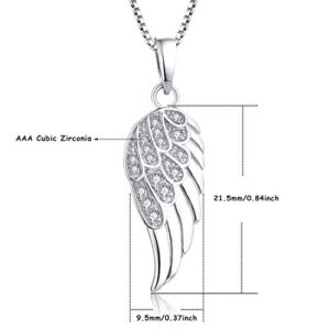 STARCHENIE 925 Sterling Silver Angel Wing Pendant Necklace for Women Cubic Zirconia 18" Chain