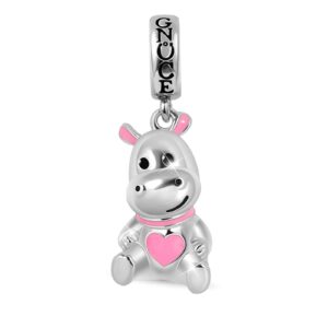 gnoce cute hippo pendant charm sterling silver animal dangle charm fit bracelet/necklace christmas gift charms for women wife