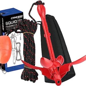 Cressi Foldable Anchor Set for Stand-Up Paddle Board - 3.5 lb, 33 ft Rope - Squid: Designed in Italy