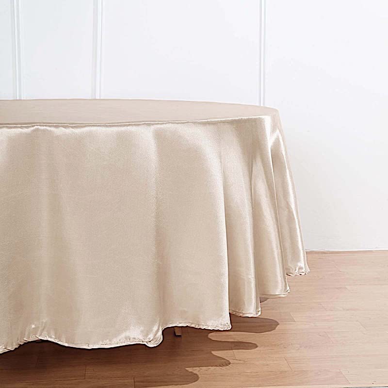 Beige 108" Satin Round Tablecloth