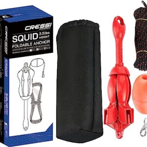 Cressi Foldable Anchor Set for Stand-Up Paddle Board - 3.5 lb, 33 ft Rope - Squid: Designed in Italy