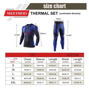 MeetHoo Men's Thermal Underwear Set Seamless Compression Base Layer Winter Gear Sports Long Johns Bottoms, Blue, X-Large