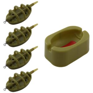 whyhkj inline method feeder set 4 inline method feeders 15/20/25/35g with 1 rubber molding for carp fishing holder tool