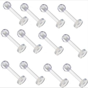 happyupcity cartilage earring 30pcs clear silica gel and acrylic retainer lip rings nose studs ear helix earring clear flat top retainer