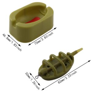 WHYHKJ Inline Method Feeder Set 4 Inline Method Feeders 15/20/25/35g with 1 Rubber Molding for Carp Fishing Holder Tool