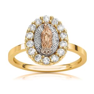 savlano 18k gold plated white yellow & rose three color lady of guadalupe virgin mary with round cut cubic zirconia women's religious ring (6)