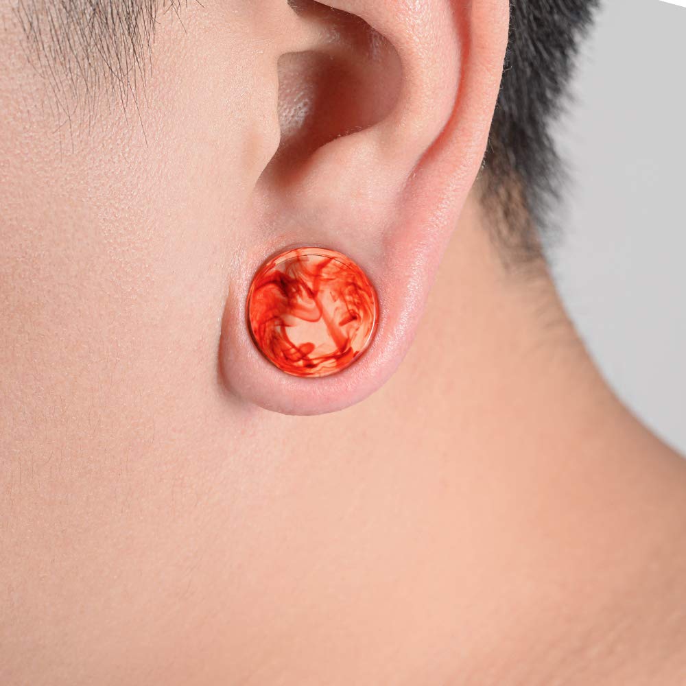 COOEAR 2 Pairs Matched Set Gauges for Ears Flesh Tunnels Kits Plugs Earrings Red Acrylic Ear Expander Stretchers Piercing.