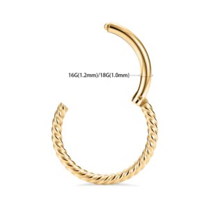 AROWRO Rook Helix Daith Cartilage Tragus Earrings Nose Ring 16G 6mm Stainless Steel Gold Sleeper Earring Septum Clicker Conch Piercing Jewelry