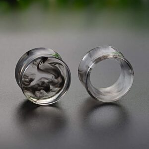 COOEAR 2 Pairs Matched Set Gauges for Ears Flesh Tunnels Kits Plugs Earrings Grey Acrylic Ear Expander Stretchers Piercing.