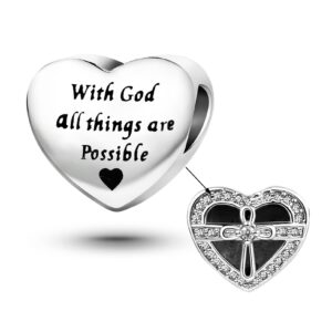 tgls cross religious with god all things are possible heart bible quotes charms crystal bead compatible with pandora charms bracelets